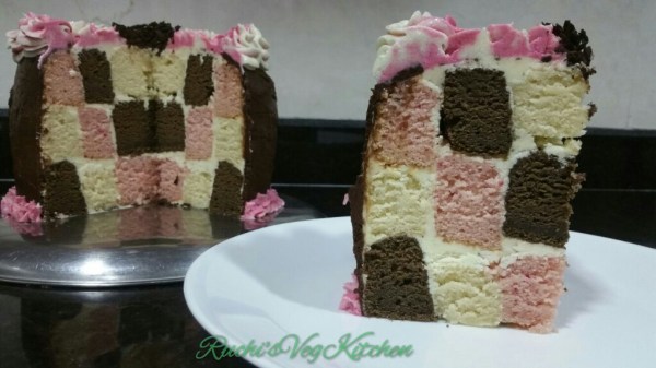 NEAPOLITAN CHECKERBOARD CAKE – Ruchi's Veg Kitchen