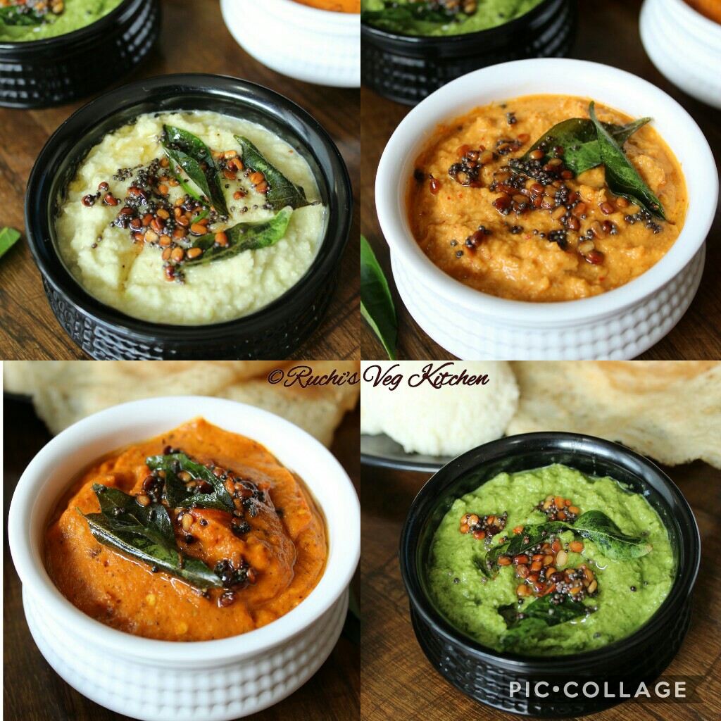 4 CHUTNEY VARIETIES TO SERVE WITH IDLI / DOSA – Ruchi's Veg Kitchen