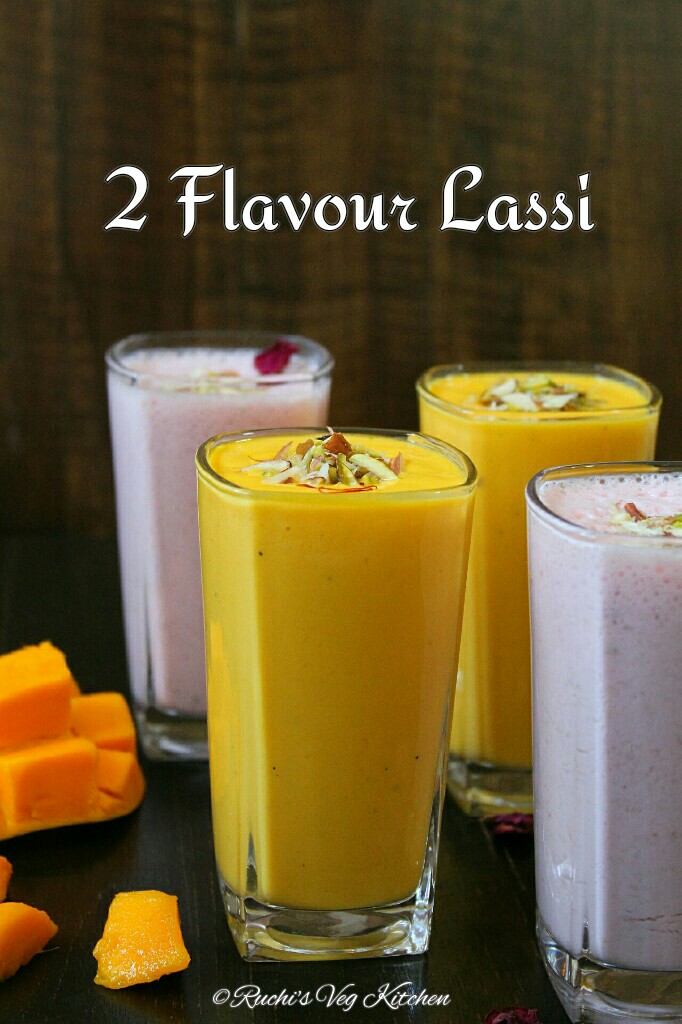 2 FLAVOUR LASSI – MANGO LASSI And ROSE LASSI – Ruchi's Veg Kitchen