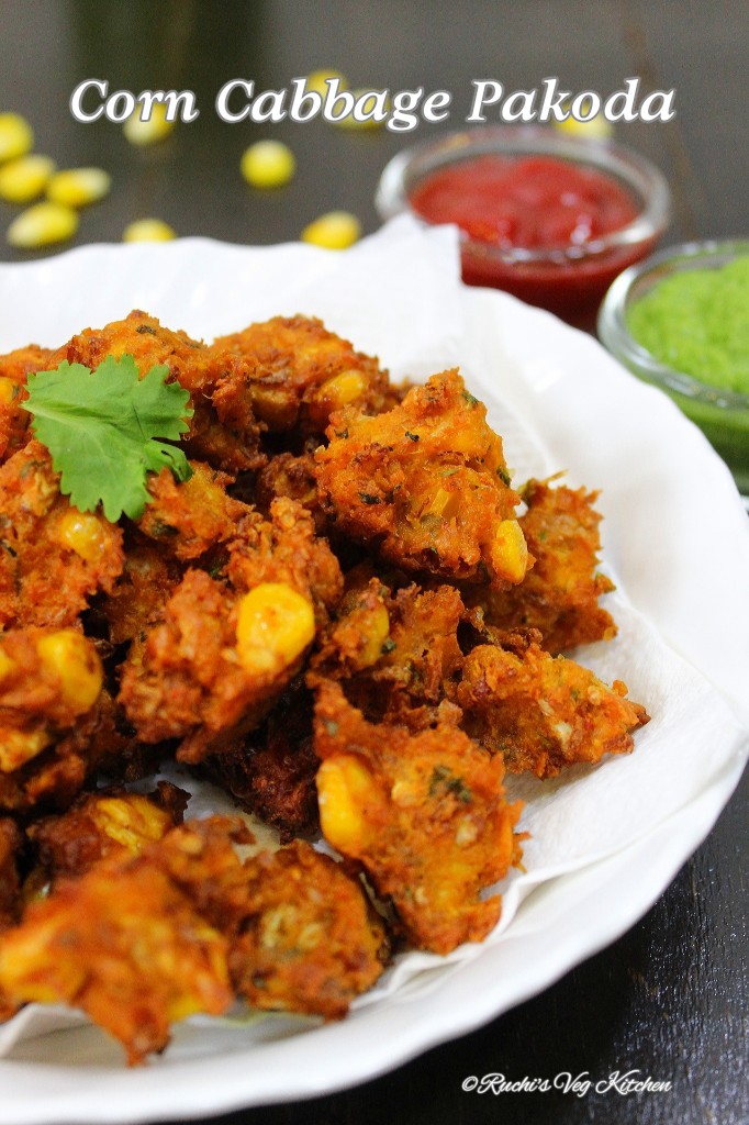CORN CABBAGE FRITTERS / PAKODA (No Onion No Garlic) – Ruchi's Veg Kitchen