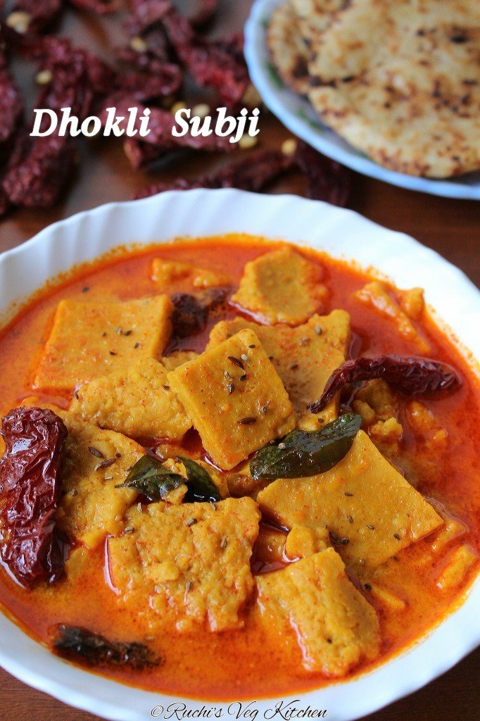 DHOKLI SUBJI / GUJARATI DHOKLI NU SHAK / CHICKPEAS FLOUR DUMPLINGS IN ...